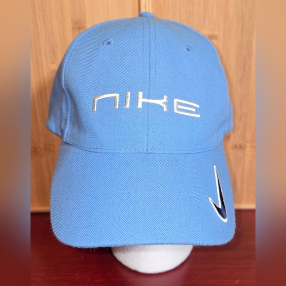 Nike | Accessories | Nike Light Blue White Block Lettering Swoosh ...